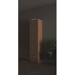 Kleiderschrank Priess "Schrank Garderobe Wäscheschrank Barcelona in 5 Breiten" Schränke Gr. B/H/T: 48cm x 193cm x 36cm, Türanschlag rechts, mit Beleuchtung,, braun (eichefarben artisan) viel Stauraum, geräumige Schubkästen, mit Spiegel, MADE IN GERMANY