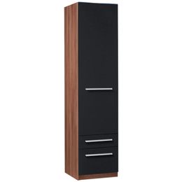 Kleiderschrank Priess "Schrank Garderobe Wäscheschrank Barcelona in 5 Breiten" Schränke Gr. B/H/T: 48cm x 193cm x 36cm, Türanschlag rechts, mit Beleuchtung,, schwarz (nussbaumfarben, schwarz) viel Stauraum, geräumige Schubkästen, mit Spiegel, MADE IN GERMANY