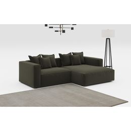 Ecksofa Inosign "Cowboy, L-Form" Sofas Gr. B/H: 284cm x 72cm, Flachgewebe LEINENOPTIK, Recamiere rechts, grün (hunter)