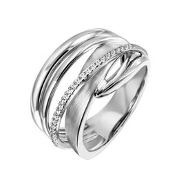 Fingerring Firetti "Schmuck Geschenk Silber 925 Silberring" Fingerringe Gr. 56, Silber 925 (Sterlingsilber), 4,5mm, silberfarben (silberfarben, kristallweiß, kristallweiß) Damen mit Zirkonia (synth.)