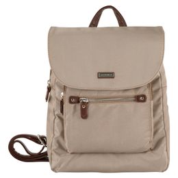 Cityrucksack Tom Tailor "RINA" Gr. B/H/T: 29cm x 31cm x 8,5cm, grau (taupe), Nylon, unifarben, Rucksäcke, mit super leichtem Gewicht