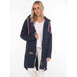 Kapuzensweatjacke Zwillingsherz, Damen, Gr. LXL (L/XL), blau (navy), Sweatware, Obermaterial: 50% Baumwolle, 50% Polyester, unifarben, casual, normal, Sweatjacken, mit Kapuze, Rückenprint und kleinere Frontprints