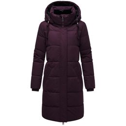 Wintermantel Navahoo "Wintertanz 14", Damen, Gr. M (38), lila (dunkellila), Obermaterial: 45% Polyester 45% Baumwolle 10% Nylon; Innenfutter: 100% Polyester; Wattierung: 100% Polyester; Ärmelfutter: 100% Polyester, modisch, gerade knieumspielend, hoch geschlossener Ausschnitt, Langarm eng Rippstrickbündchen, Mäntel, modischer Damen Steppmantel mit hohem Kragen