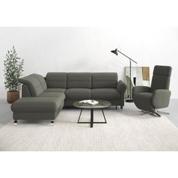 Sit & More Ecksofa SIT & MORE, B:247cm H:85cm T:222cm, grau, Wohnzimmer, Sofas, "Grenoble L-Form mit Federkern", wahlweise mit Bettfunktion, Bettkasten, Arm-