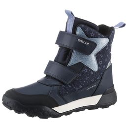 Geox Mädchen Winterboots "J TREKKYUP GIRL B ABX", Gr. 24, blau, Lederimitat, Synthetik, Textil, metallic, Schuhe, Klettstiefel, Snowboots,