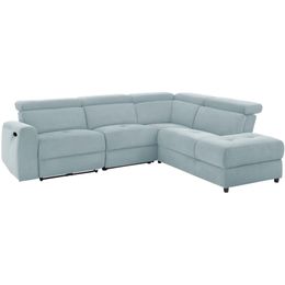 Ecksofa Home Affaire, B:273cm H:82cm T:217cm, blau, NaturLEDER/Kunstleder (Das Leder hat eine Dicke von 0, 9-1, 0 mm);Kunstleder;Webstoff (95%