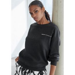 Damen Sweatshirt, French Connection, Gr. 48, schwarz, Sweatware, Obermaterial: 60% Baumwolle, 40% Polyester, unifarben, Sweatshirts, mit Schriftzug