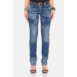 Cipo & Baxx CIPO & BAXX Damen Slim-fit-Jeans "Jeans", blau, Gr. 27, unifarben, 98% Baumwolle;2% Elasthan, Jeans, mit 5-Pocket-Look, WD-364