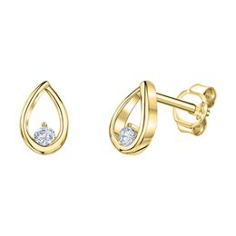 Diamonds by Ellen K. Damen Paar Ohrstecker "585/- Gelbgold glanz Zirkonia", one-size, Gold, gelb, FASCINATION BY ELLEN K., Gold, Ohrringe