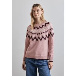 Street One Damen Strickpullover, rosa, Gr. 34, bedruckt, Web, 37% Baumwolle, 34% Polyacryl, 26% Polyester, 3% Elasthan, Pullover, mit Stehkragen