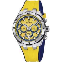 Festina Herren Chronograph "Chrono Bike 2024", gelb, Armbanduhren, Armbanduhr, Quarzuhr, Herrenuhr, Stoppfunktion, bis 10 bar wasserdicht