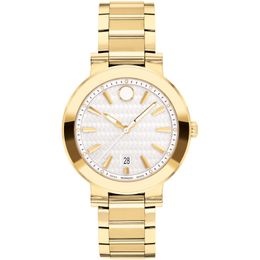 Movado Damen Quarzuhr "VIZIO, 0607636", gold, Armbanduhren, Armbanduhr, Damenuhr, Swiss Made, Datum, Saphirglas
