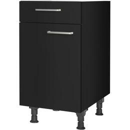 Unterschrank Nobilia, B:45cm H:87cm T:58,3cm, schwarz, K&uuml;che, Schr&auml;nke, ""Touch", Ausrichtung w&auml;hlbar, vormontiert, in den Breiten 30, 45 und", 60 cm