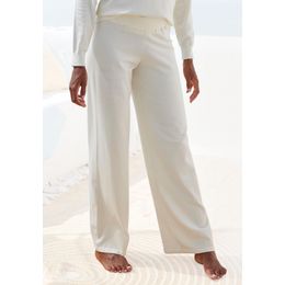 Lascana Damen Strickhose, Gr. 36, beige, Obermaterial: 50% Viskose, 28% Polyester, 22% Nylon, unifarben, Basic, Hosen, mit weitem Bein, Loungewear