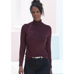 Lascana Damen Stehkragenshirt "aus weichem Viskose-Stretch", lila, Basic, Gr. 36, unifarben, Single Jersey, Obermaterial: 95% Viskose, 5% Elasthan,