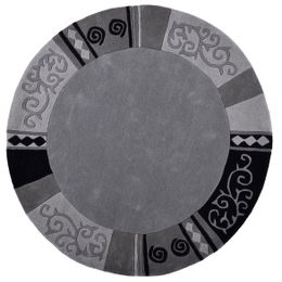 Wollteppich Theko, H:14mm &Oslash;:150cm, grau, Schurwolle, Teppiche, "Ambadi", reine Schurwolle, handgetuftet, mit Bord&uuml;re, modern