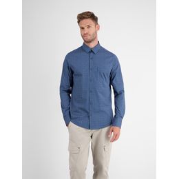 Lerros Herren Langarmhemd "Lerros Poplinhemd mit Minimal-Alloverprint", blau, Gr. S, 97% Baumwolle, 3% Elasthan, Hemden