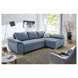 Jockenhöfer Ecksofa JOCKENHÖFER GRUPPE "Alster L-Form" Sofas Gr. B/H/T: 268cm x 76cm x 161cm, Luxus-Microfaser, Ottomane beidseitig montierbar, mit Bettfunktion-mit Bettkasten, blau (aquablau) mit Bettfunktion und Bettkasten, Ottomane links oder rechts montierbar