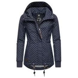 Winterjacke Ragwear "Danka Dots Intl." Gr. M (38), blau (dunkelblau) Damen Jacken stylische Winter Outdoorjacke mit Kapuze