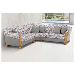 Ecksofa Home Affaire "Milano, L-Form" Sofas Gr. B/H/T: 233cm x 83cm x 233cm, Chenille, ohne Funktion, lila (hellgrau, flieder geblümt) gleichschenklig