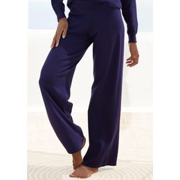 Lascana Damen Strickhose, Gr. 36, blau, Obermaterial: 50% Viskose, 28% Polyester, 22% Nylon, unifarben, Basic, Hosen, mit weitem Bein, Loungewear