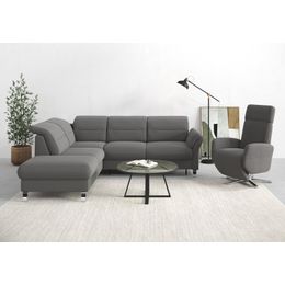 Sit & More Ecksofa SIT & MORE, B:247cm H:85cm T:222cm, grau, Wohnzimmer, Sofas, "Grenoble L-Form mit Federkern", wahlweise mit Bettfunktion, Bettkasten, Arm-