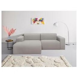 Ecksofa Inosign "Koa,228cm, L-Form, Modulsofa, Webstoff, Cord" Sofas Gr. B/H/T: 228cm x 88cm x 159cm, Webstoff, Recamiere links, grau (warm grau) Designsofa in Cord