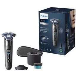 Elektrorasierer Philips "Shaver Series 7000 S7887/55" grau 1 Reinigungskartusche, Etui, Ladestand, mit SkinIQ Technologie