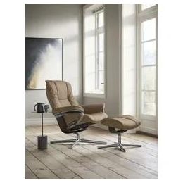 Relaxsessel stressless "Mayfair" Sessel Gr. Leder PALOMA, Cross Base Wenge, Relaxfunktion-Drehfunktion-PlusTMSystem-Gleitsystem-BalanceAdaptTM, B/H/T: 92cm x 103cm x 79cm, braun (almond paloma) mit Hocker, Cross Base, Größe S, M & L, Holzakzent Wenge