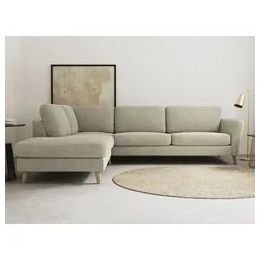 Ecksofa Home Affaire "MARSEILLE 278/202 cm, L-Form, Ottom. rechts/links" Sofas Gr. B/H/T: 278cm x 88cm x 202cm, Webstoff fein, Ottomane links, beige mit Massivholzbeinen aus Eiche, verschiedene Bezüge und Farbvarianten