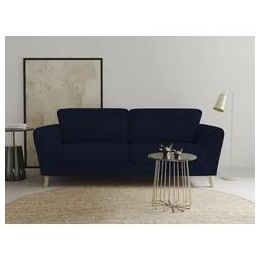 3-Sitzer Home Affaire "MARSEILLE Sofa 206 cm" Sofas Gr. B/H/T: 206cm x 88cm x 90cm, Flachgewebe, blau mit Massivholzbeinen aus Eiche, verschiedene Bezüge und Farbvarianten