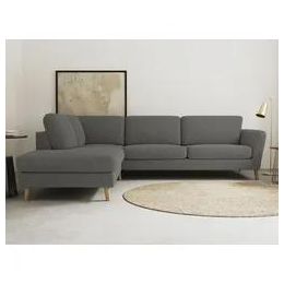 Ecksofa Home Affaire "MARSEILLE 278/202 cm, L-Form, Ottom. rechts/links" Sofas Gr. B/H/T: 278cm x 88cm x 202cm, Flachgewebe, Ottomane links, grau (dunkelgrau) mit Massivholzbeinen aus Eiche, verschiedene Bezüge und Farbvarianten