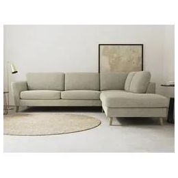 Ecksofa Home Affaire "MARSEILLE 278/202 cm, L-Form, Ottom. rechts/links" Sofas Gr. B/H/T: 278cm x 88cm x 202cm, Webstoff fein, Ottomane rechts, beige mit Massivholzbeinen aus Eiche, verschiedene Bezüge und Farbvarianten