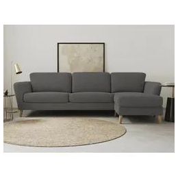 Ecksofa Home Affaire "MARSEILLE (279/152cm),L-Form, Rec. rechts/links" Sofas Gr. B/H/T: 279cm x 88cm x 152cm, Flachgewebe, Chaiselongue rechts, grau (dunkelgrau) Massivholzbeine aus Eiche, in verschieden Bezügen und Farbvarianten