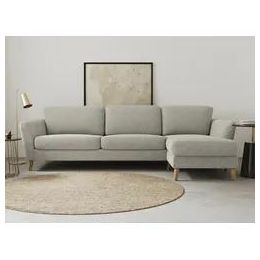 Ecksofa Home Affaire "MARSEILLE (279/152cm),L-Form, Rec. rechts/links" Sofas Gr. B/H/T: 279cm x 88cm x 152cm, Flachgewebe, Chaiselongue rechts, grau (light grau) Massivholzbeine aus Eiche, in verschieden Bezügen und Farbvarianten