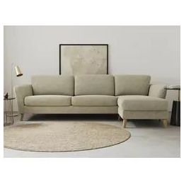 Ecksofa Home Affaire "MARSEILLE (279/152cm),L-Form, Rec. rechts/links" Sofas Gr. B/H/T: 279cm x 88cm x 152cm, Flachgewebe, Chaiselongue rechts, braun (cappuccino) Massivholzbeine aus Eiche, in verschieden Bezügen und Farbvarianten