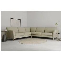 Ecksofa Home Affaire "MARSEILLE 278/278 cm, L-Form" Sofas Gr. B/H/T: 278cm x 88cm x 278cm, Flachgewebe, gleichschenklig, braun (cappuccino) gleichschenklig, aus Eiche-Massivholz Beinen, verschiedene Bezüge