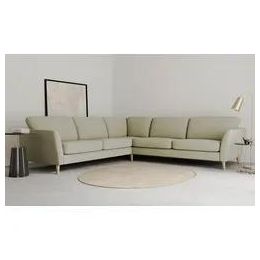 Ecksofa Home Affaire "MARSEILLE 278/278 cm, L-Form" Sofas Gr. B/H/T: 278cm x 88cm x 278cm, Flachgewebe, gleichschenklig, beige gleichschenklig, aus Eiche-Massivholz Beinen, verschiedene Bezüge