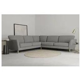 Ecksofa Home Affaire "MARSEILLE 278/278 cm, L-Form" Sofas Gr. B/H/T: 278cm x 88cm x 278cm, Webstoff fein, gleichschenklig, grau gleichschenklig, aus Eiche-Massivholz Beinen, verschiedene Bezüge