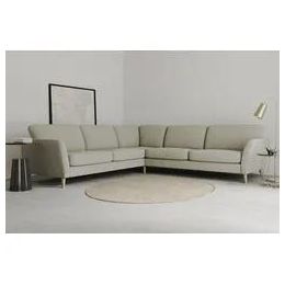 Ecksofa Home Affaire "MARSEILLE 278/278 cm, L-Form" Sofas Gr. B/H/T: 278cm x 88cm x 278cm, Webstoff fein, gleichschenklig, beige gleichschenklig, aus Eiche-Massivholz Beinen, verschiedene Bezüge