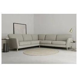 Ecksofa Home Affaire "MARSEILLE 278/278 cm, L-Form" Sofas Gr. B/H/T: 278cm x 88cm x 278cm, Flachgewebe, gleichschenklig, grau (light grau) gleichschenklig, aus Eiche-Massivholz Beinen, verschiedene Bezüge