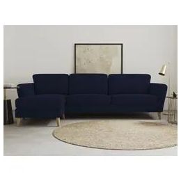 Ecksofa Home Affaire "MARSEILLE (279/152cm),L-Form, Rec. rechts/links" Sofas Gr. B/H/T: 279cm x 88cm x 152cm, Flachgewebe, Chaiselongue links, blau Massivholzbeine aus Eiche, in verschieden Bezügen und Farbvarianten