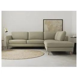 Ecksofa Home Affaire "MARSEILLE 278/202 cm, L-Form, Ottom. rechts/links" Sofas Gr. B/H/T: 278cm x 88cm x 202cm, Flachgewebe, Ottomane rechts, beige mit Massivholzbeinen aus Eiche, verschiedene Bezüge und Farbvarianten