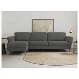 Ecksofa Home Affaire "MARSEILLE (279/152cm),L-Form, Rec. rechts/links" Sofas Gr. B/H/T: 279cm x 88cm x 152cm, Flachgewebe, Chaiselongue links, grau (dunkelgrau) Massivholzbeine aus Eiche, in verschieden Bezügen und Farbvarianten