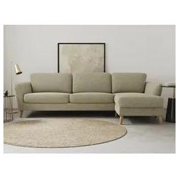 Ecksofa Home Affaire "MARSEILLE (279/152cm),L-Form, Rec. rechts/links" Sofas Gr. B/H/T: 279cm x 88cm x 152cm, Flachgewebe, Chaiselongue rechts, braun (latte) Massivholzbeine aus Eiche, in verschieden Bezügen und Farbvarianten