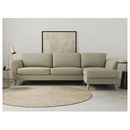 Ecksofa Home Affaire "MARSEILLE (279/152cm),L-Form, Rec. rechts/links" Sofas Gr. B/H/T: 279cm x 88cm x 152cm, Flachgewebe, Chaiselongue rechts, beige Massivholzbeine aus Eiche, in verschieden Bezügen und Farbvarianten