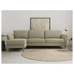 Ecksofa Home Affaire "MARSEILLE (279/152cm),L-Form, Rec. rechts/links" Sofas Gr. B/H/T: 279cm x 88cm x 152cm, Flachgewebe, Chaiselongue links, braun (latte) Massivholzbeine aus Eiche, in verschieden Bezügen und Farbvarianten