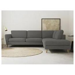 Ecksofa Home Affaire "MARSEILLE 278/202 cm, L-Form, Ottom. rechts/links" Sofas Gr. B/H/T: 278cm x 88cm x 202cm, Flachgewebe, Ottomane rechts, grau (dunkelgrau) mit Massivholzbeinen aus Eiche, verschiedene Bezüge und Farbvarianten