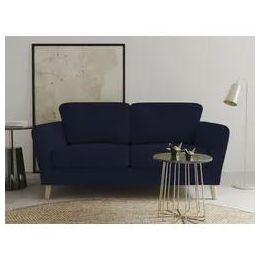 2-Sitzer Home Affaire "MARSEILLE Sofa 170 cm" Sofas Gr. B/H/T: 170cm x 88cm x 90cm, Flachgewebe, blau mit Massivholzbeinen aus Eiche, verschiedene Bezüge und Farbvarianten