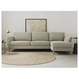 Ecksofa Home Affaire "MARSEILLE (279/152cm),L-Form, Rec. rechts/links" Sofas Gr. B/H/T: 279cm x 88cm x 152cm, Webstoff fein, Chaiselongue rechts, beige Massivholzbeine aus Eiche, in verschieden Bezügen und Farbvarianten